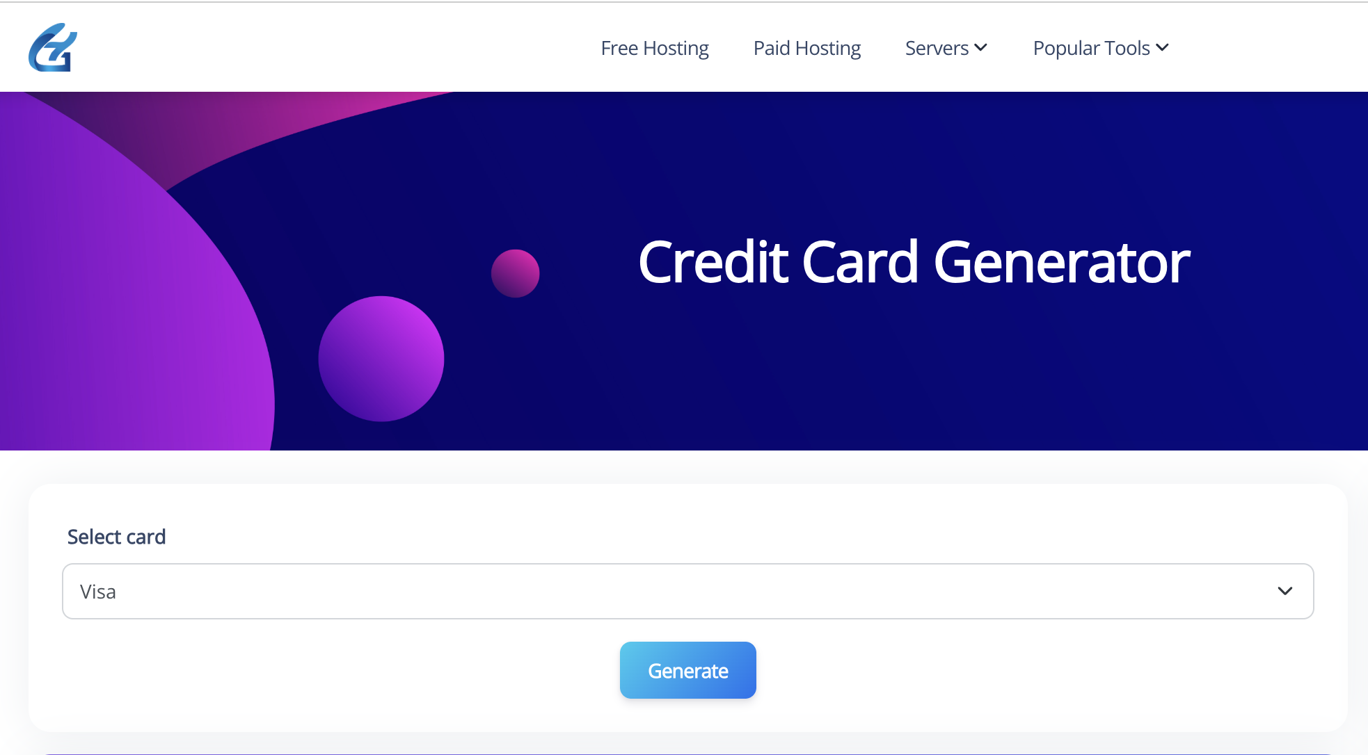 Credit Card Generator | For Testing Purposes Only - Tools