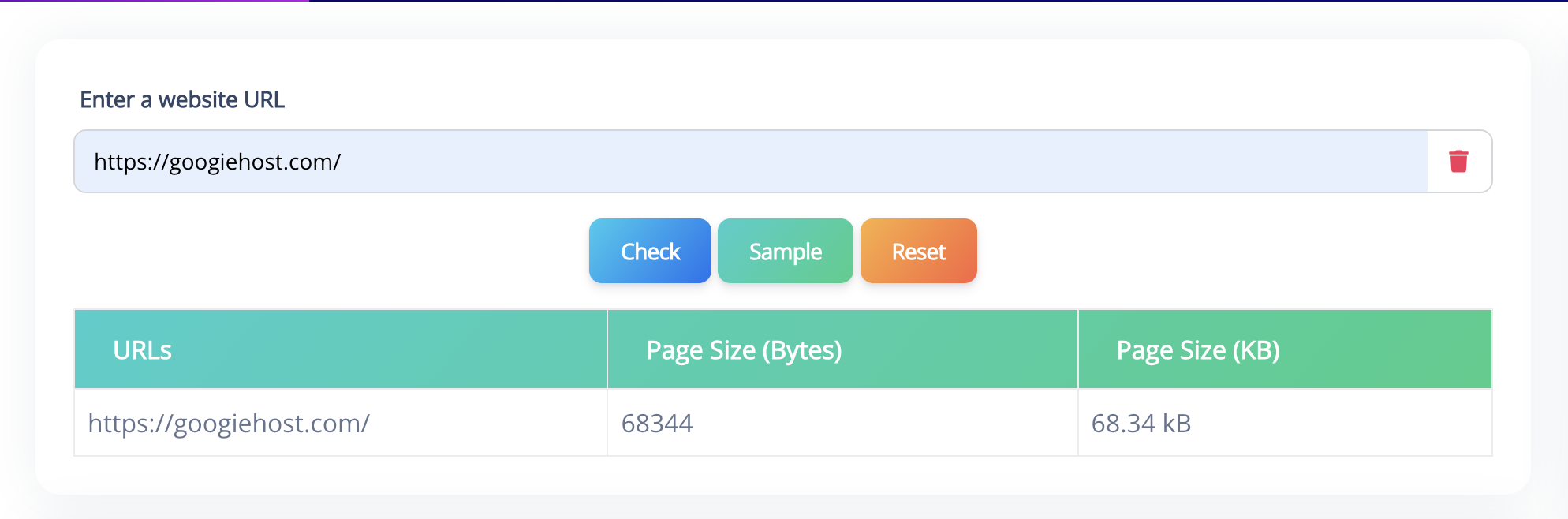 Website Page Size Checker | Analyze Page Weight - Tools